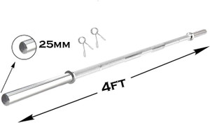 YMD 4FT Straight Solid Chrome 25mm bar for Biceps & Triceps Exercises ...