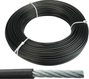 JFG 5mm 23 fts Black Rubber PU Coated Gym Machine Cable Wire Weight ...