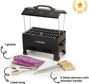 WELLBERG 1200W 2-in-1 Electric & Coal Barbeque Griller | Compact ...