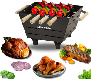 WELLBERG Coal Barbeque Griller | Portable & Durable | Includes 4 ...
