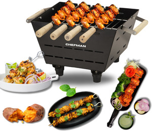 Chefman Compact Coal Griller for Healthy Outdoor Cooking and Fun Picnic ...