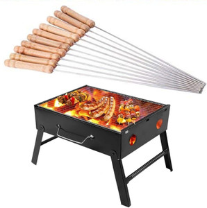 Gambit Tabletop Coal BBQ Griller with Foldable Leg, Skewers, Perfect ...