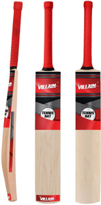 THE VILLAIN Cricket Bat Wooden Cricket Full Size Bat Tennis Ball & Wind ...