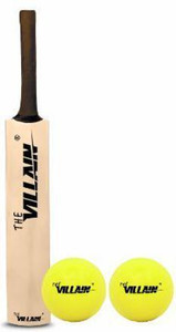 THE VILLAIN WoodenBat_2Ball_Combo_8 Poplar Willow Cricket Bat For 15 ...