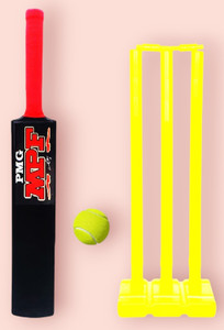 PMG Heavy Plastic Bat with PVC Stumps Set & 1 Bal| Bat Ball Wicket Kit ...