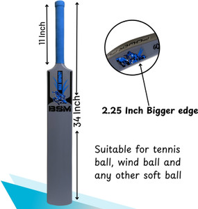 BSM Maximpact Blue Sticker Heavy Duty Grey Cricket Bat Size 8(34"x4"x2 ...