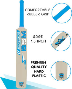BSM FOREMOST Blue Heavy Duty Tennis Ball Ivory Cricket Bat Size 8(34"x4 ...