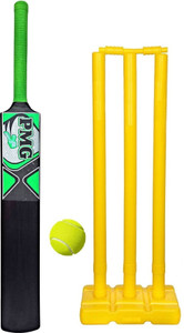PMG Hard Plastic Bat with PVC Wicket Set & 1 Ball | Bat Ball Stumps Kit ...