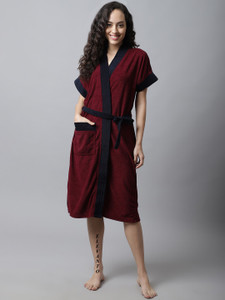 ELEVANTO MAROON-NAVY Free Size Bath Robe - Buy ELEVANTO MAROON-NAVY ...
