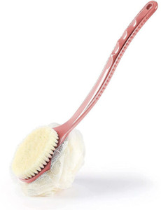 RBGIIT 2-IN 1 Back Body Bath Sponge Bristles Curved Handled Skin ...