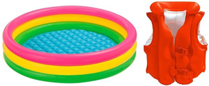 GREST Inflatable 3 Feet Swimming Water Pool Bath Tub & Swim Vest Life ...