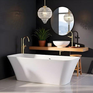 JABON BAGNO ERIS Freestanding Bathtub 170 cm – White Glossy Acrylic ...