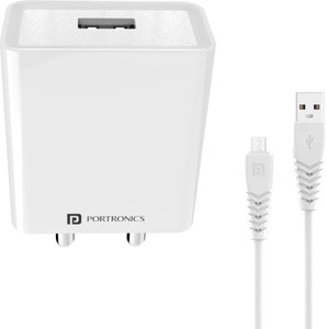 Portronics 12 W 2.4 A Wall Charger for Mobile with Detachable Cable ...