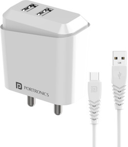 Portronics 12 W 2.4 A Wall Charger for Mobile with Detachable Cable ...