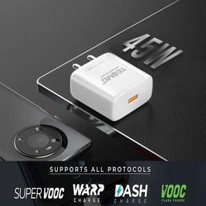 TEQMO 45 W SuperVOOC 5 A Wall Charger for Mobile with Detachable Cable ...