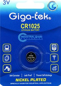 Giga-tek Industrial Grade : CR1025 25mAh : Lithium Coin : Nickel Plated ...