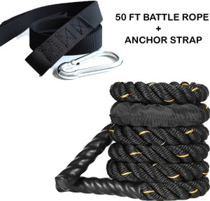 Fit Fusion Battle Rope with Anchor Strap for Gym, Heavy workout, Full ...