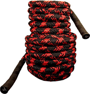Fit Fusion Polydacron Battle Rope for Gym, Black Red Tracer Heavy ...