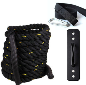 Fit Fusion Polyester Flexible Black Yellow Heavy Battle Rope for Gym ...