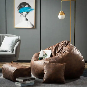 Kam's Lieu XXXL Premium Imported Leather Bean Bag with Footrest and ...