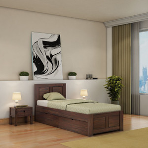 WOODENJOY Sheesham Wood Single Bed With Drawers Storage/Wooden Single ...