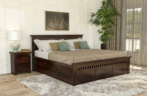 WOODSTAGE Solid Wood Queen Box Bed Price in India - Buy WOODSTAGE Solid ...