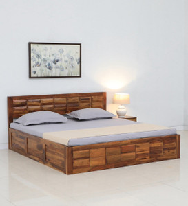 mp enterprises Segur Sheesham Wood Solid Wood Queen Box Bed Price in ...