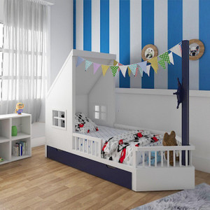 Malinaa British Blue Hut Bed Solid Wood Single Bed Price in India - Buy ...