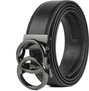 CONTACTS Men Casual Black Genuine Leather Belt Shiny Gunmetal - Price ...