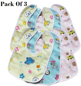 FUKU (Pack Of 3) Baby Bib Super Soft Cotton Daily Use,Velcro Bibs For ...
