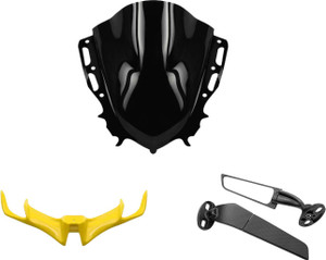 Gogna Mart yamaha r15 v4 visor black , v3 winglet yellow and bike led ...