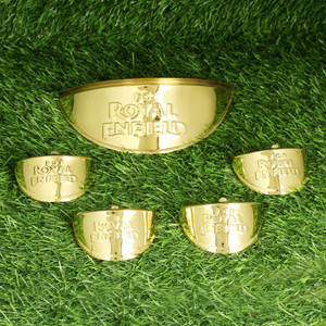 MACH7 GOLDEN METAL HEAD LIGHT CAP+INDICATOR CAP SET ROYAL ENFIELD MADE ...