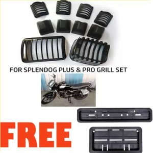 LIGHTINGKING Splendor Headlight Grill Cover FREE Number Plate Frame ...