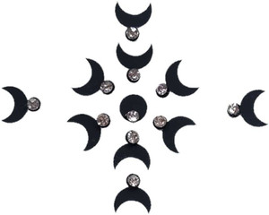 Comet Busters Beautiful Handcrafted Black Moon Bindis With Silver Stone ...