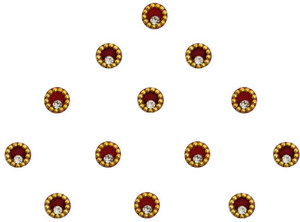 Comet Busters Red and Maroon Round Bindi With Gold Beads Border (5mm ...