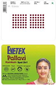 Eyetex Pallavi Sticker Kumkum Forehead Breathable Fabric, No Gum Marks ...