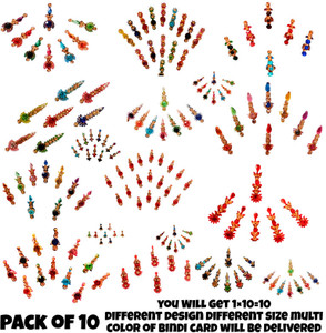 QUBIX Long Stone Bindi Forehead Multicolor Bindis Indian Traditional ...