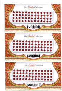 SUNAINA traditional Red Bindi with Black Outline sticker kumkum ...