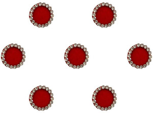 Comet Busters Red Round Velvet Bindi With Silver Stone Border (10mm ...