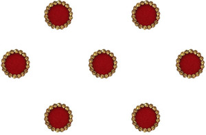 Comet Busters Red Round Velvet Bindi With Gold Stone Border (10mm ...