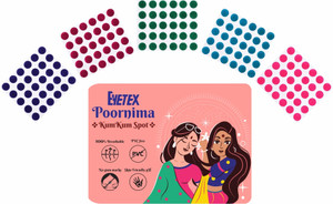 Eyetex Poornima Kumkum Spot, Size P7-03mm, Set of 5 Colours-Rose,Indigo ...