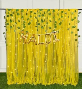 Fun and Flex HALDI/WEDDING Decoration Yellow Backdrop Net with ...
