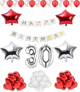 Jolly Party Premium Quality Happy Birthday Set for 30th Birthday (Red ...