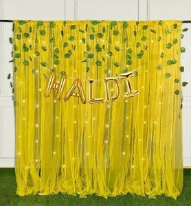 Fun and Flex HALDI/WEDDING Decoration Yellow Backdrop Net with ...