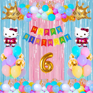 Crazykart Hello Kitty Crown Sixth 6th Happy Birthday Decoration Kit ...