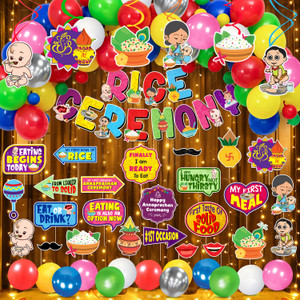 ZYOZI Rice Ceremony Decorations Set-Banner,Balloons,Swirls,LED Rice ...