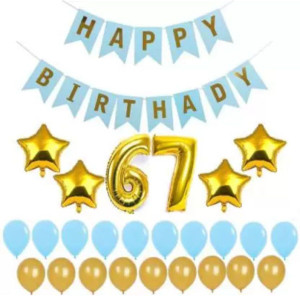 Acril Happy Birthday Party Balloons, Supplies & Decorations Set-67 Year ...