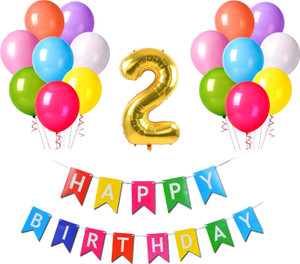 Happy Decoration Second/2nd Happy Birthday Combo/Kit Pack Material For ...