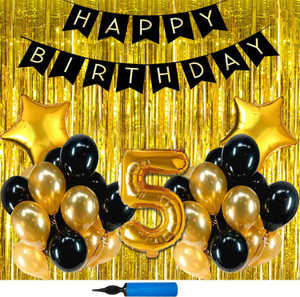 Happy Decoration Fifth/5th Happy Birthday Combo/Kit Pack Material For ...