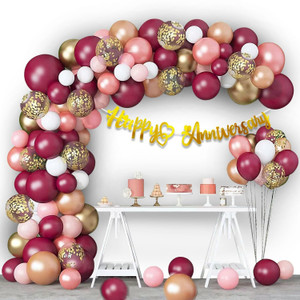 party assets Happy Anniversary Decoration Burgundy Balloons Kit Price ...